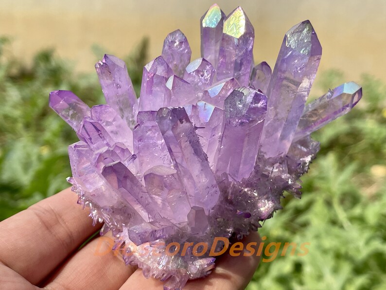 Purple Titanium Quartz Crystal Cluster Specimen: Home Decor, Energy ...