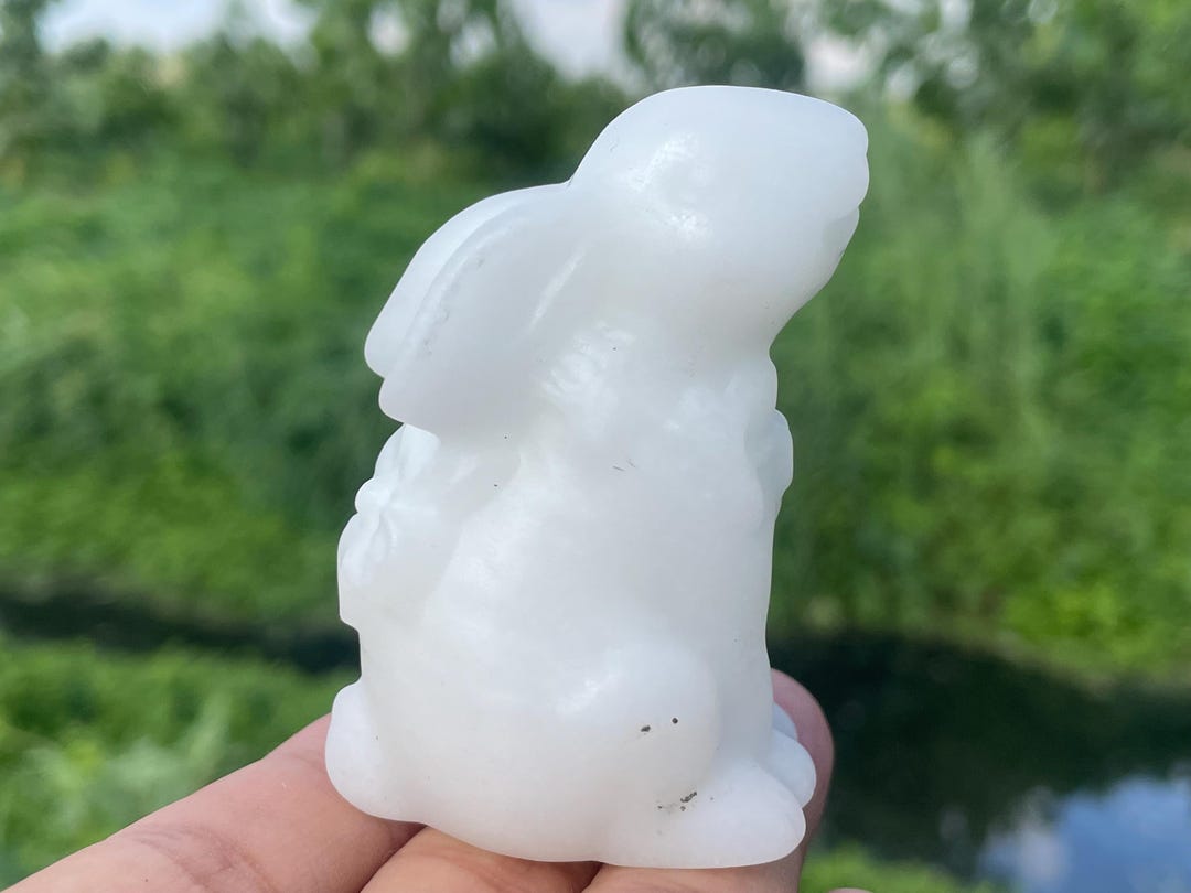Hand Carved White Jade Rabbit & Skull: Crystal Healing Gift - Etsy