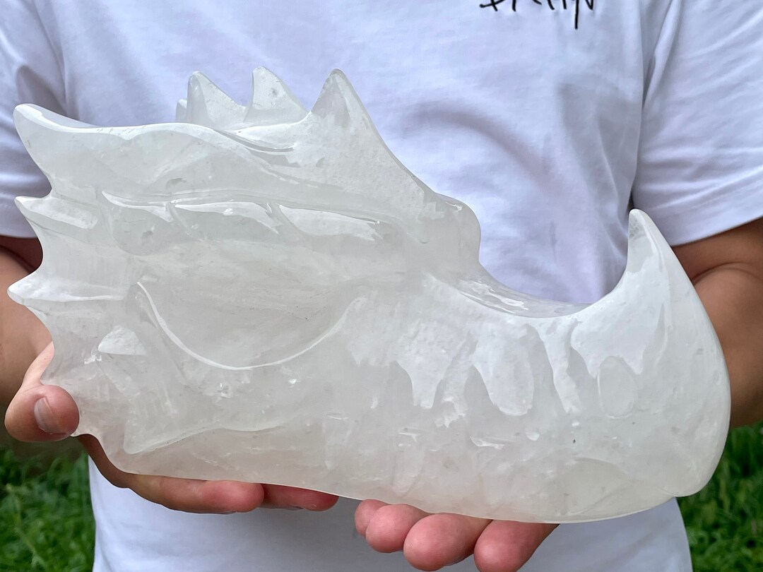 6.8''top Natural White Quartz Dragon Head,quartz Crystal Dragon Skull ...