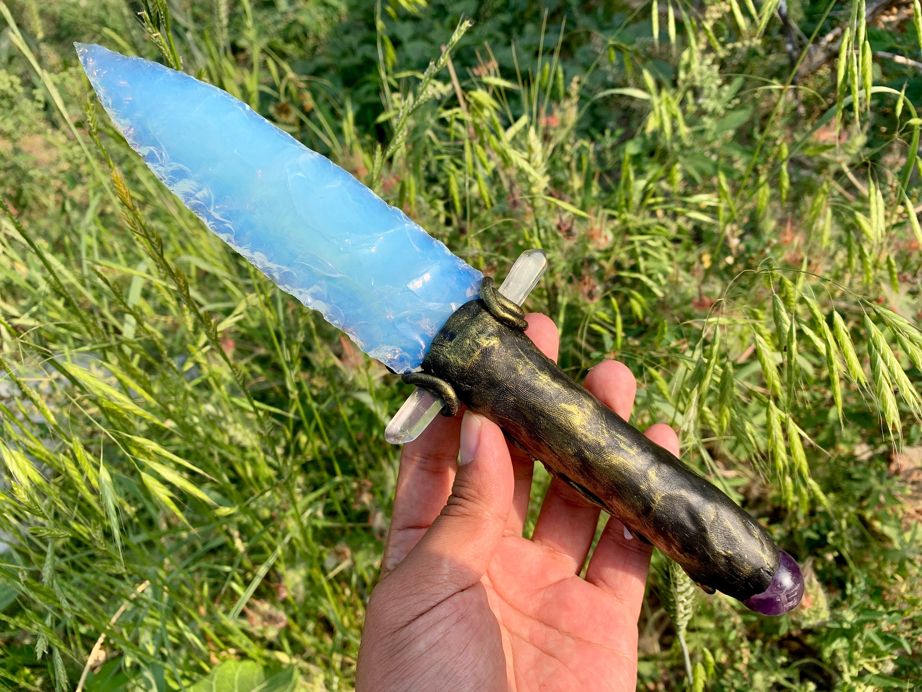 9.8hand Carved Knife Crystal Diy Knife Home Decoration Opal Diy Dagger ...
