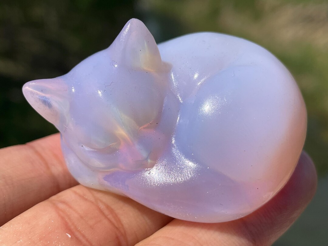 Pink Opal Cat: Hand Carved Quartz Crystal Skull, Home Decor - Etsy