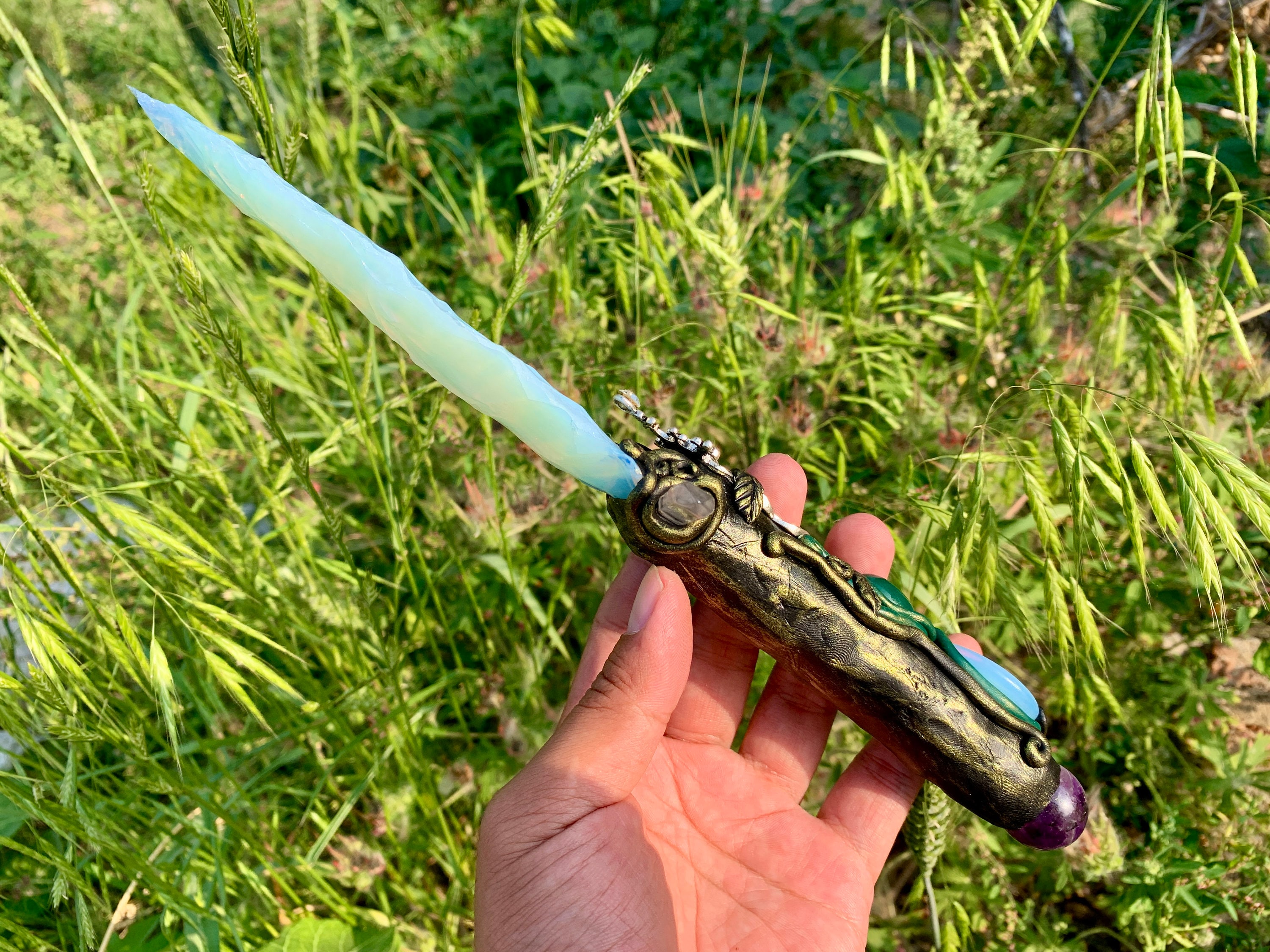 9.8hand Carved Knife Crystal Diy Knife Home Decoration Opal Diy Dagger ...