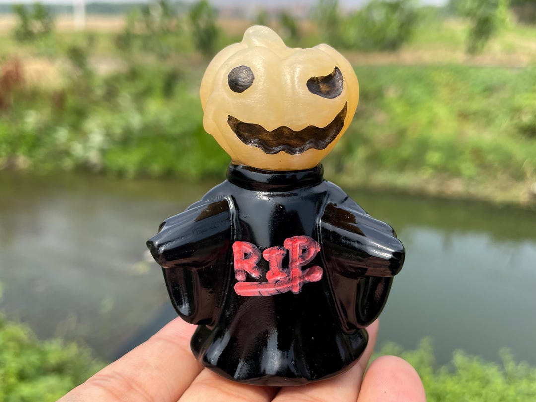 Obsidian Jack O'lantern: Hand Carved Crystal Pumpkin Lamp, Healing ...