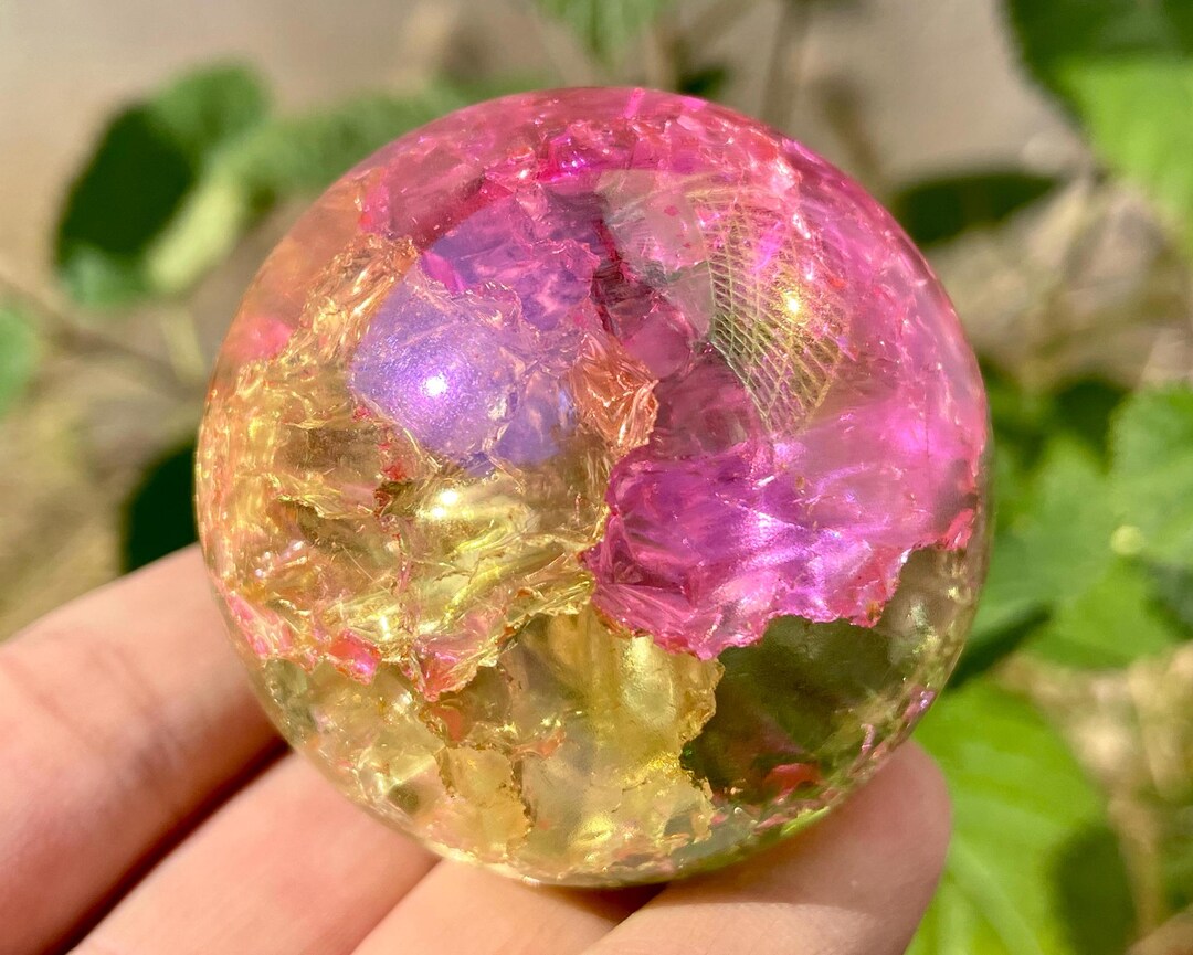 1.9''+ Colours Ball Aura Crackle Glass Sphere,crystal Ball,explode ...
