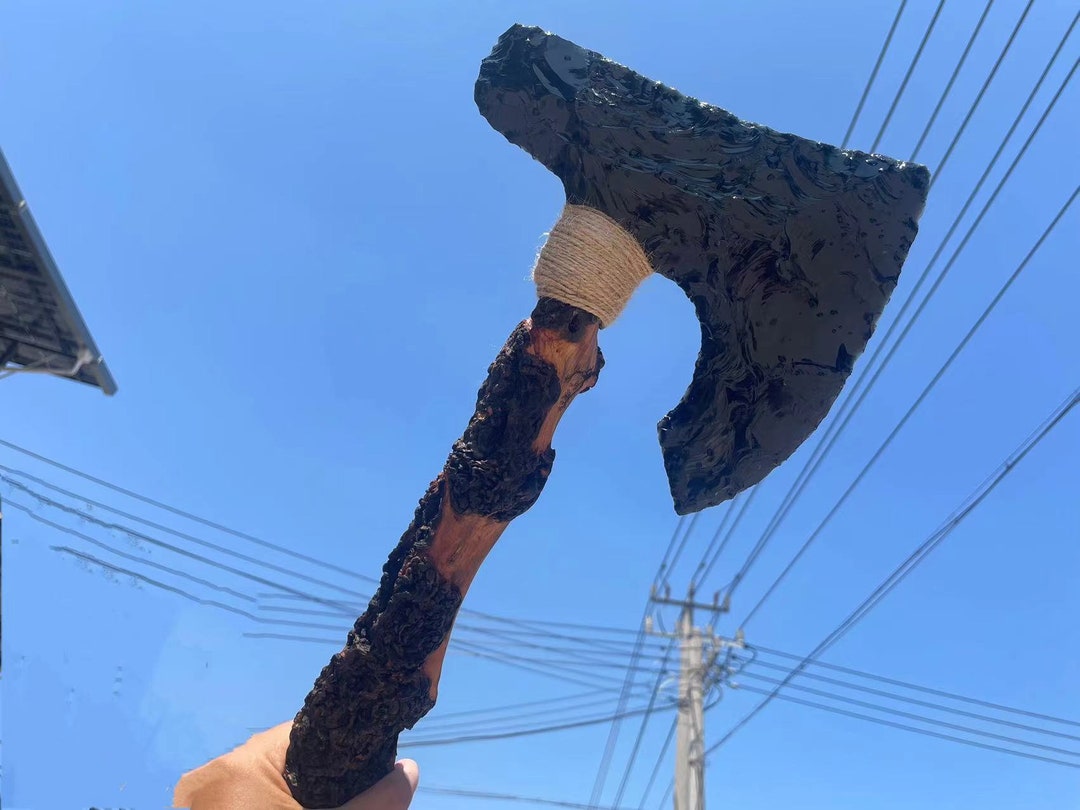 Handmade Obsidian Axe: Natural Crystal Home Decor, Healing Gift - Etsy