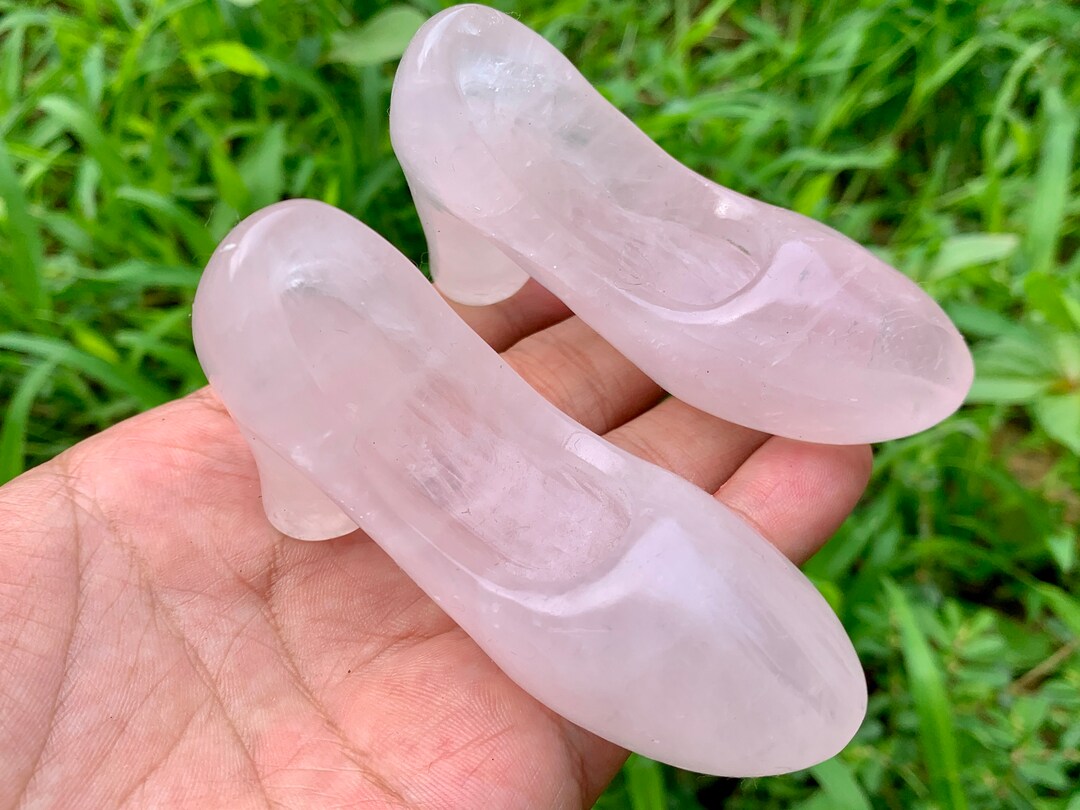 Hand Carved Rose Quartz Crystal High Heel Shoe: Home Decor Gift - Etsy ...