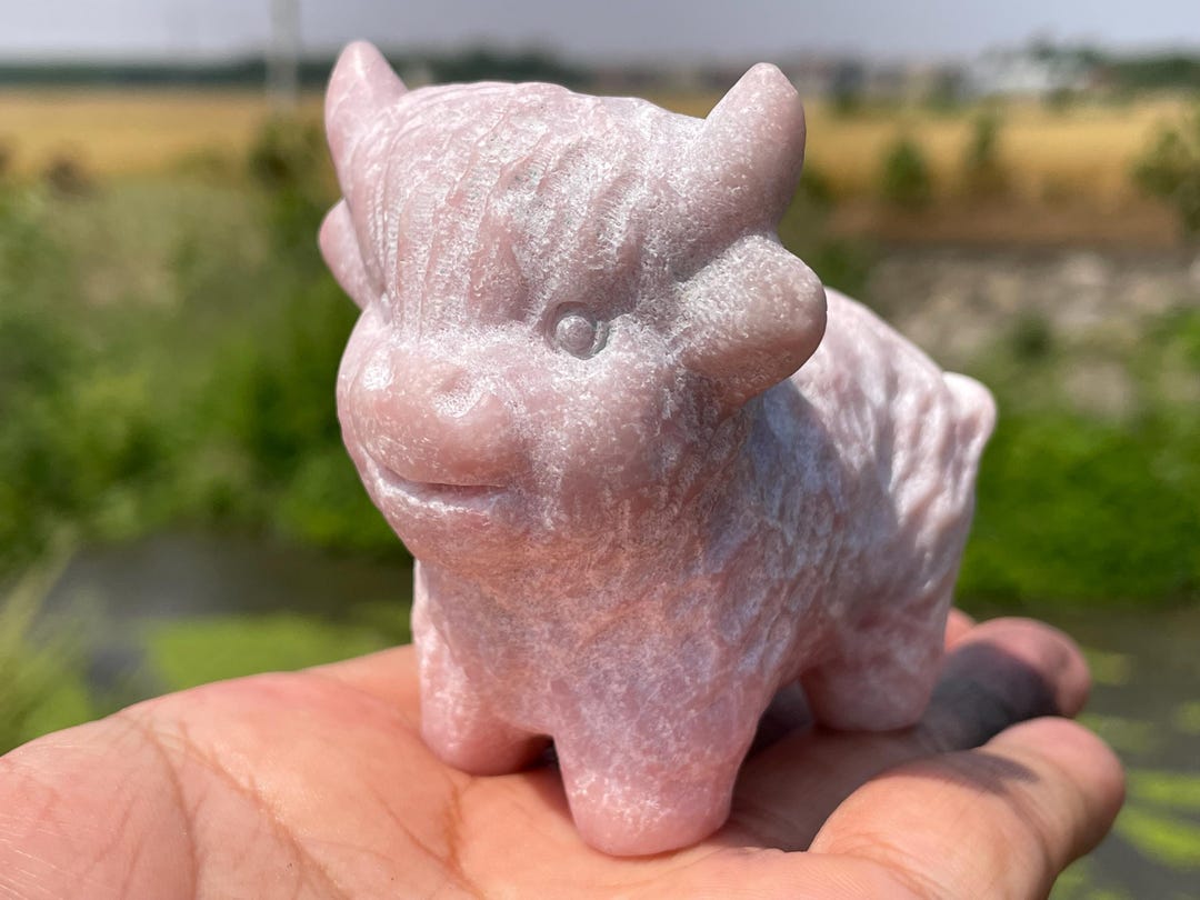 Pink Opal Cow Skull: Hand Carved Quartz Crystal Carving, Home Decor - Etsy