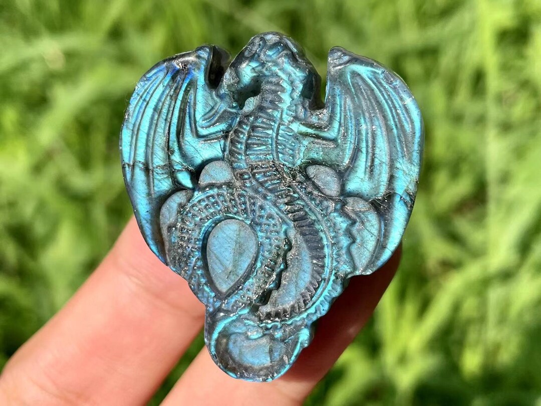 Hand Carved Labradorite Dragon Skull: Crystal Home Decor - Etsy