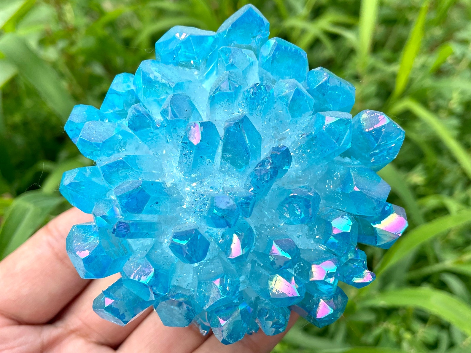 Blue Titanium Quartz Crystal Cluster Specimen, Rainbow Home Decor - Etsy