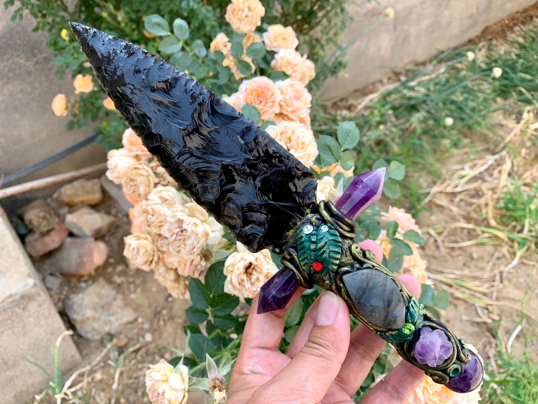 9.8"+hand Carved Knife Crystal Diy Knife Home Decoration Natural ...