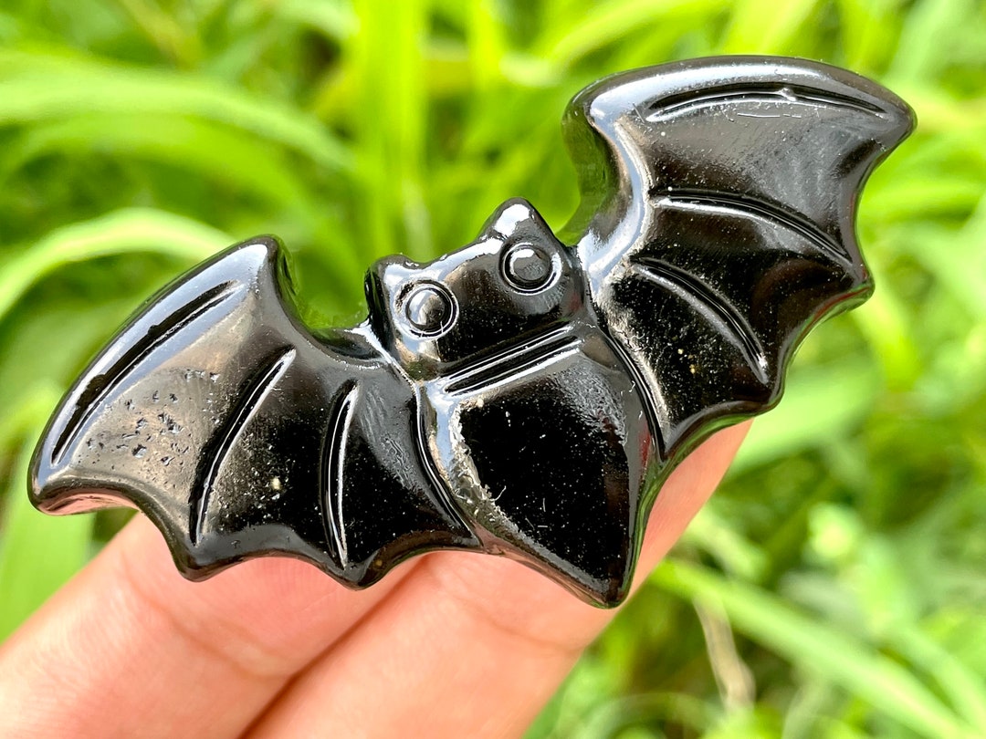 Obsidian Bat Skull: Hand Carved Crystal Figurine (2.3'') - Etsy