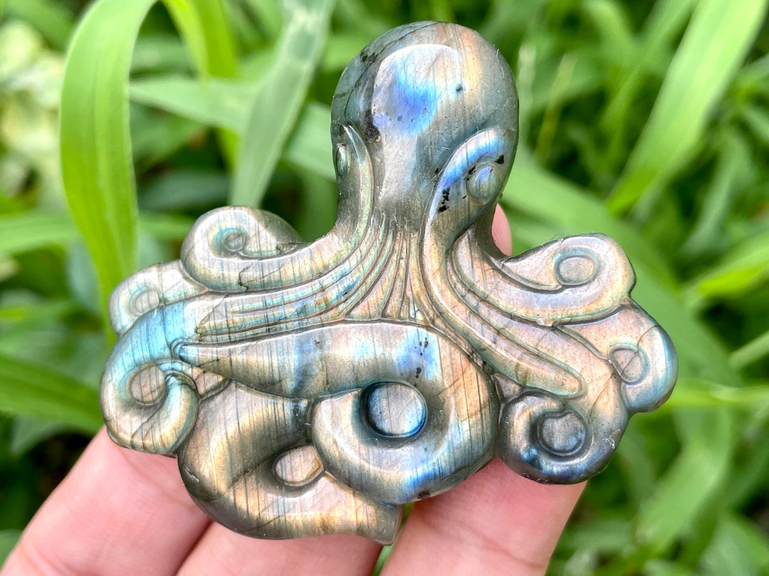 2''+ Hand Carved Octopus,crystal Octopus Skull,natural Labradorite ...