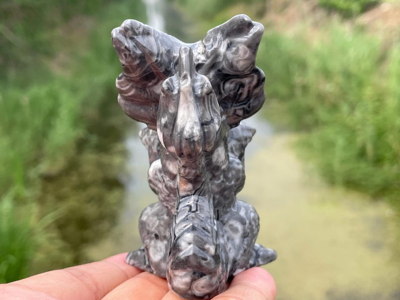 Picasso Stone Dragon Skull: Hand Carved Crystal Healing Decor - Etsy
