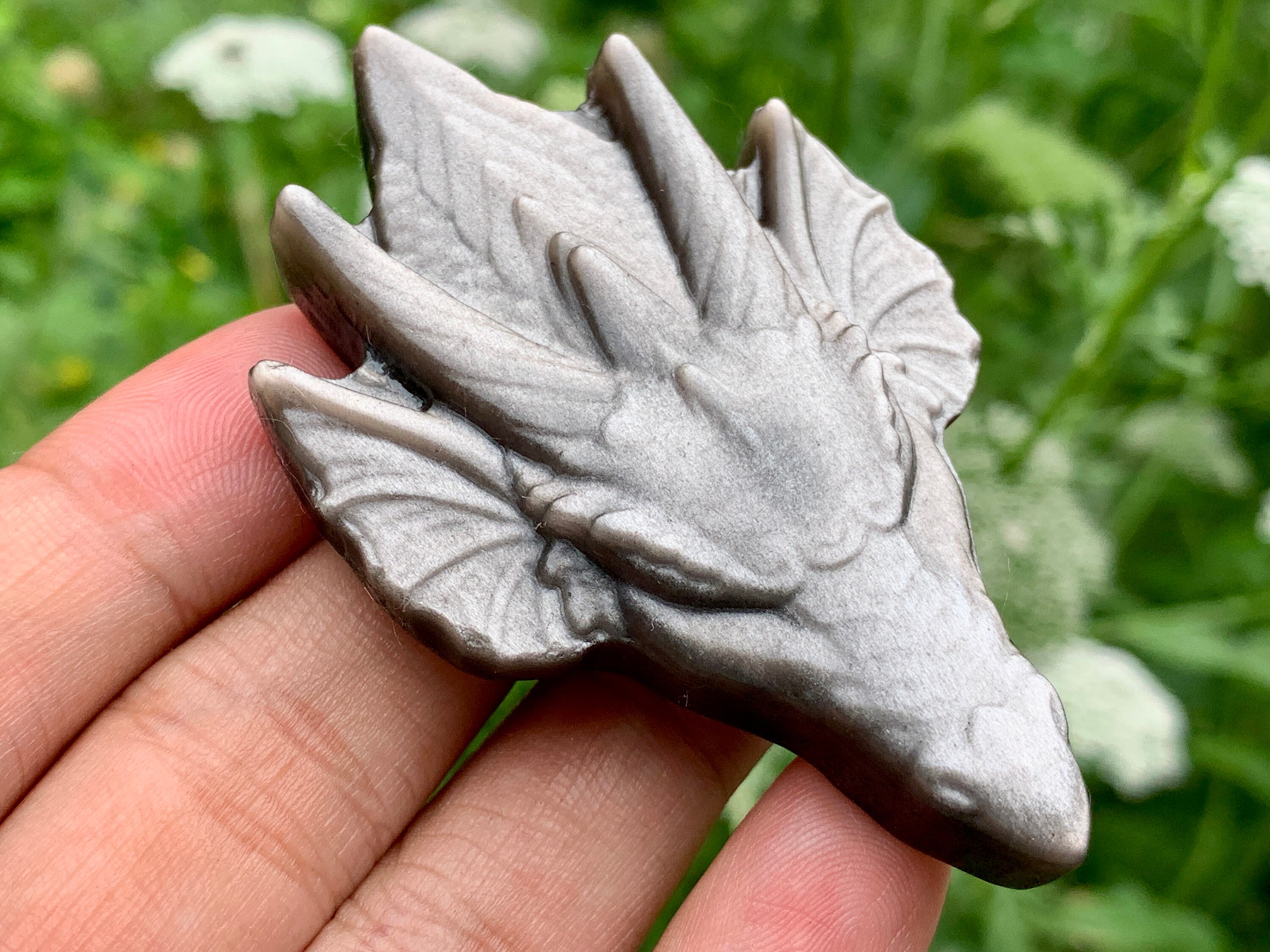 3'' Hand Carved Dragon,crystal Dragon Skull,natural Silver Obsidian ...