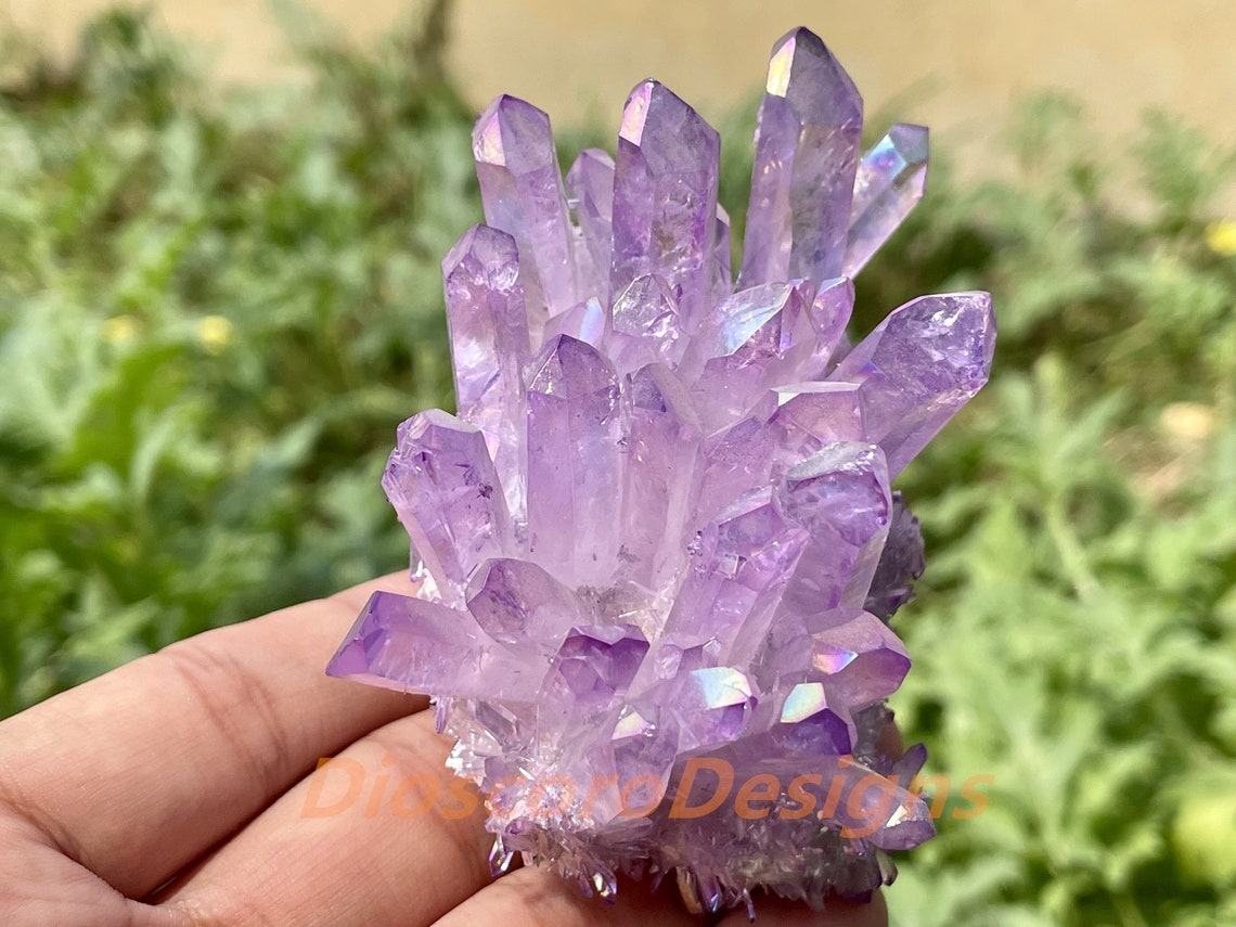 Purple Titanium Quartz Crystal Cluster Specimen: Home Decor, Energy ...