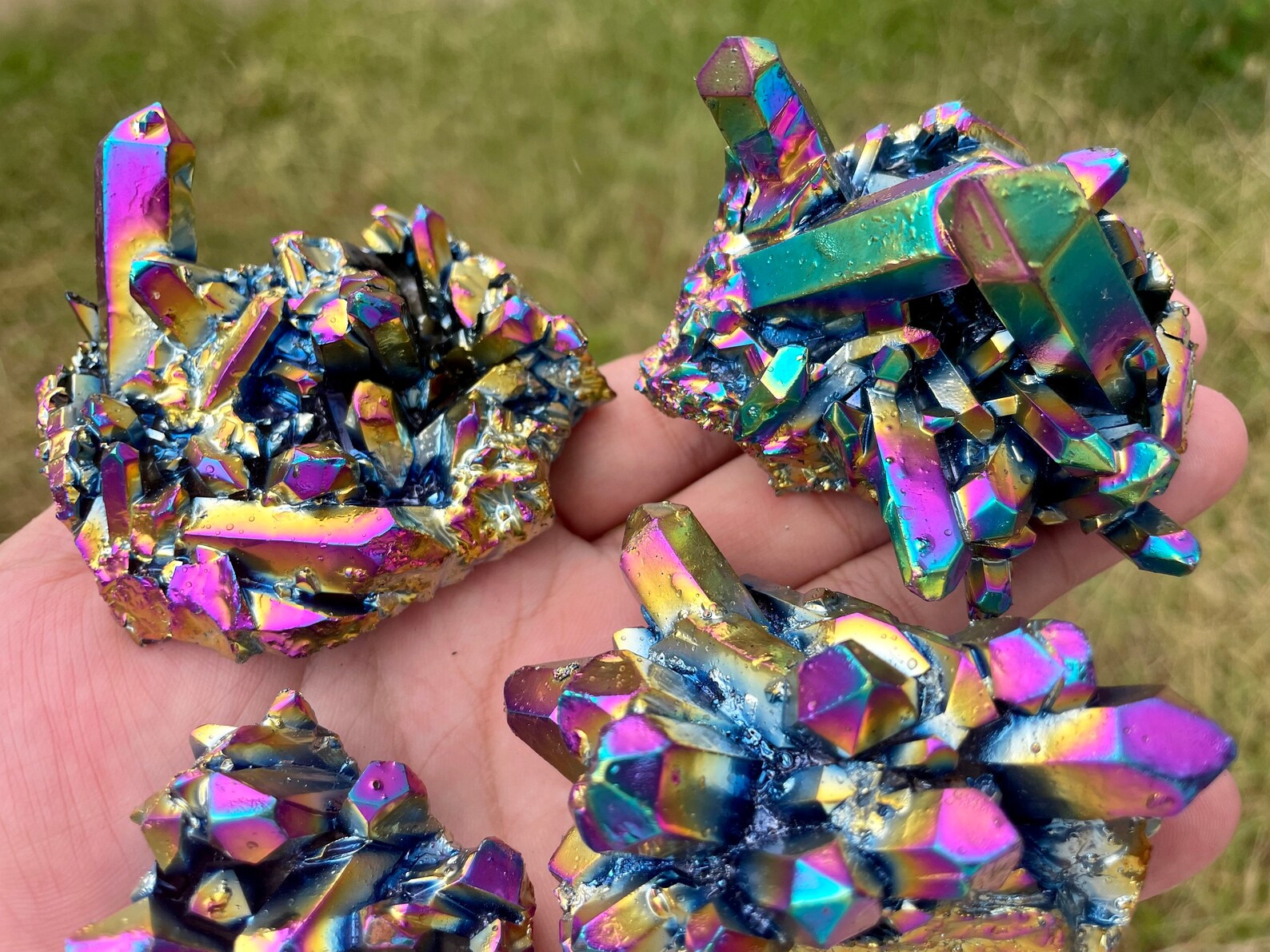 Rainbow Titanium Quartz Cluster: Energy Healing Crystal Decor - Etsy