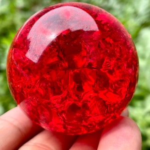 Red Crackle Glass Sphere: Aura Crystal Ball Decor (50mm) - Etsy