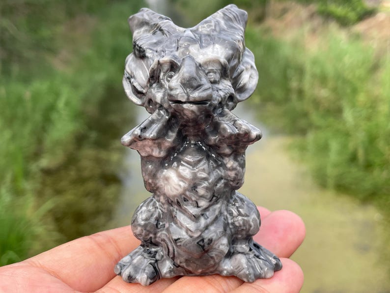 Picasso Stone Dragon Skull: Hand Carved Crystal Healing Decor - Etsy