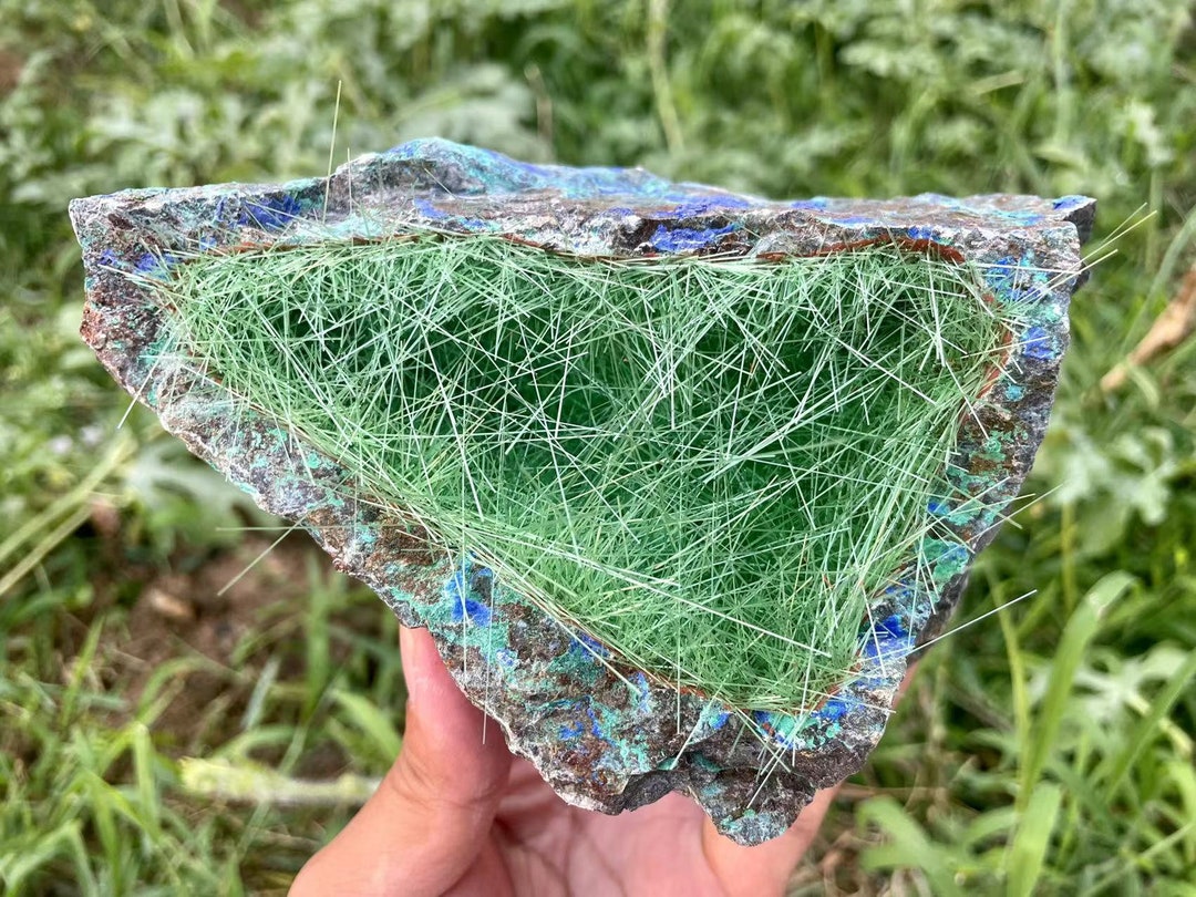 Azurite Quartz Cluster, Green Copper Ore Specimen, Home Decor - Etsy