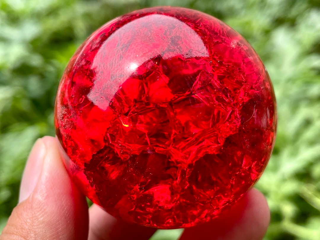 1.9''+ Red Ball Aura Crackle Glass Sphere,crystal Ball,explode Glass ...