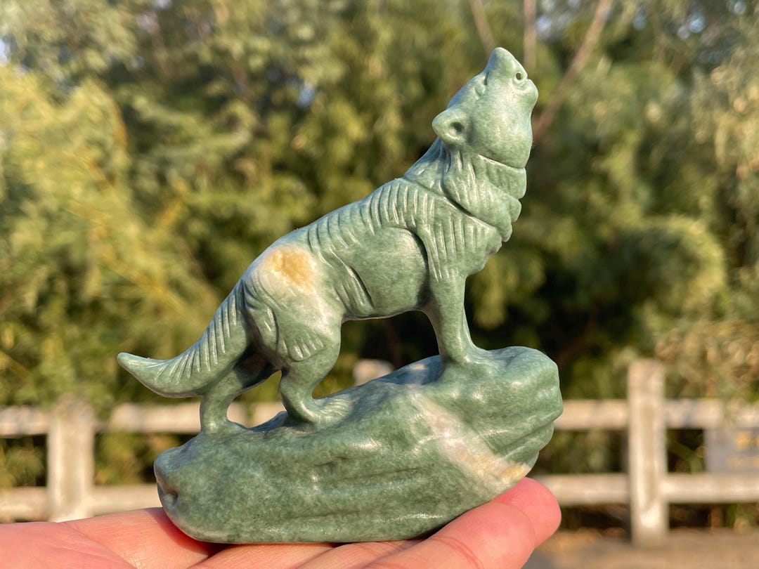 Hand Carved Green Jade Wolf Skull: Home Decor Gift (3.3'') - Etsy