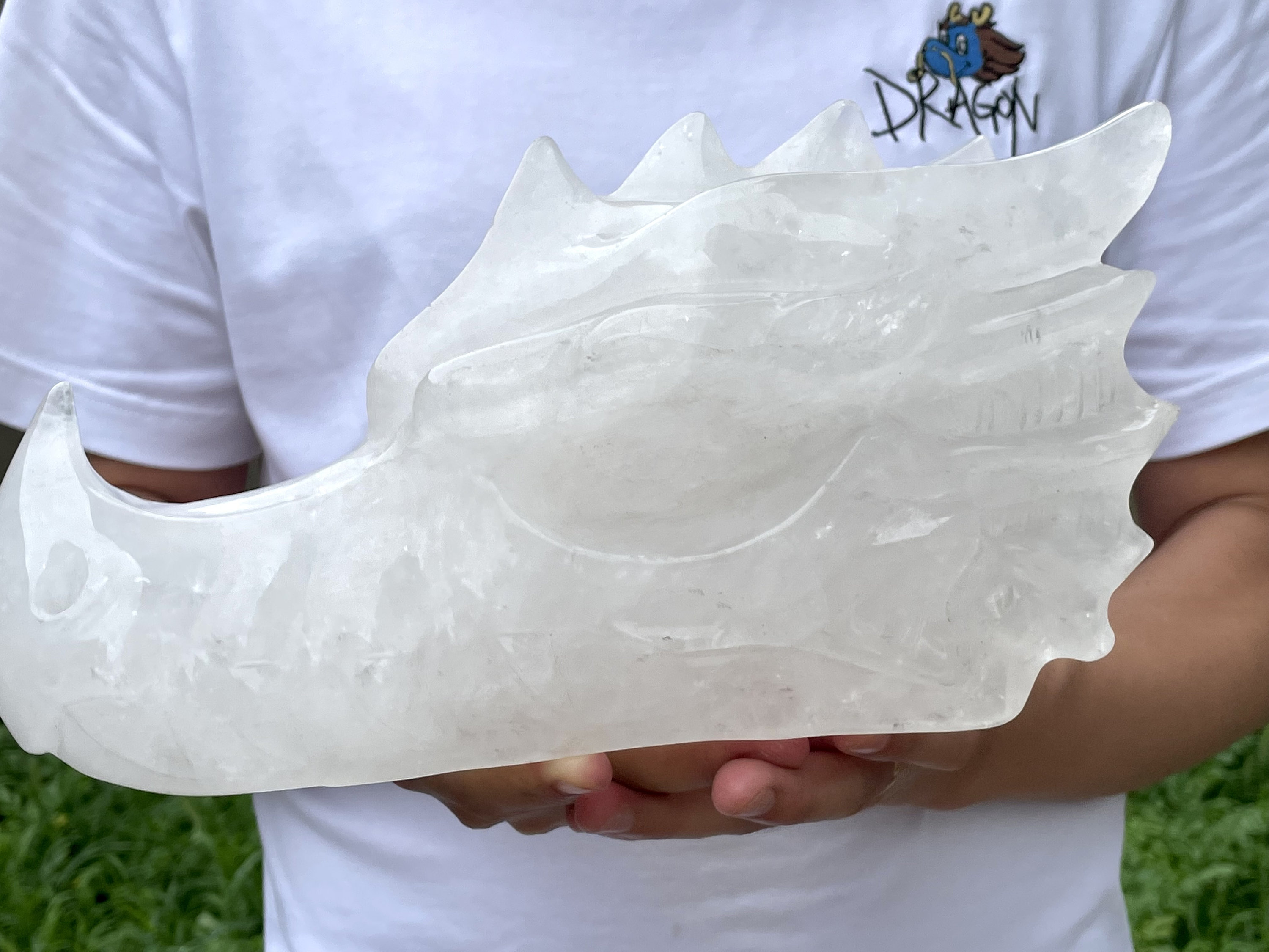 6.8''top Natural White Quartz Dragon Head,quartz Crystal Dragon Skull ...
