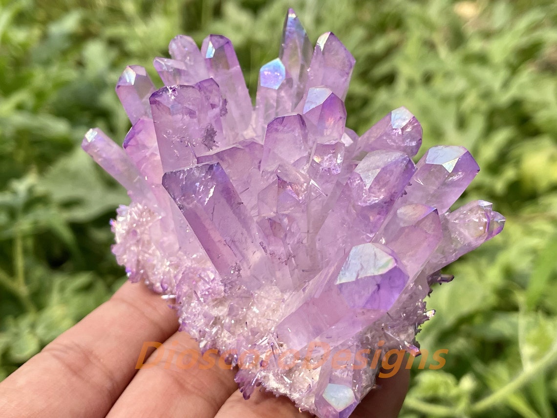 Purple Titanium Quartz Crystal Cluster Specimen: Home Decor, Energy ...