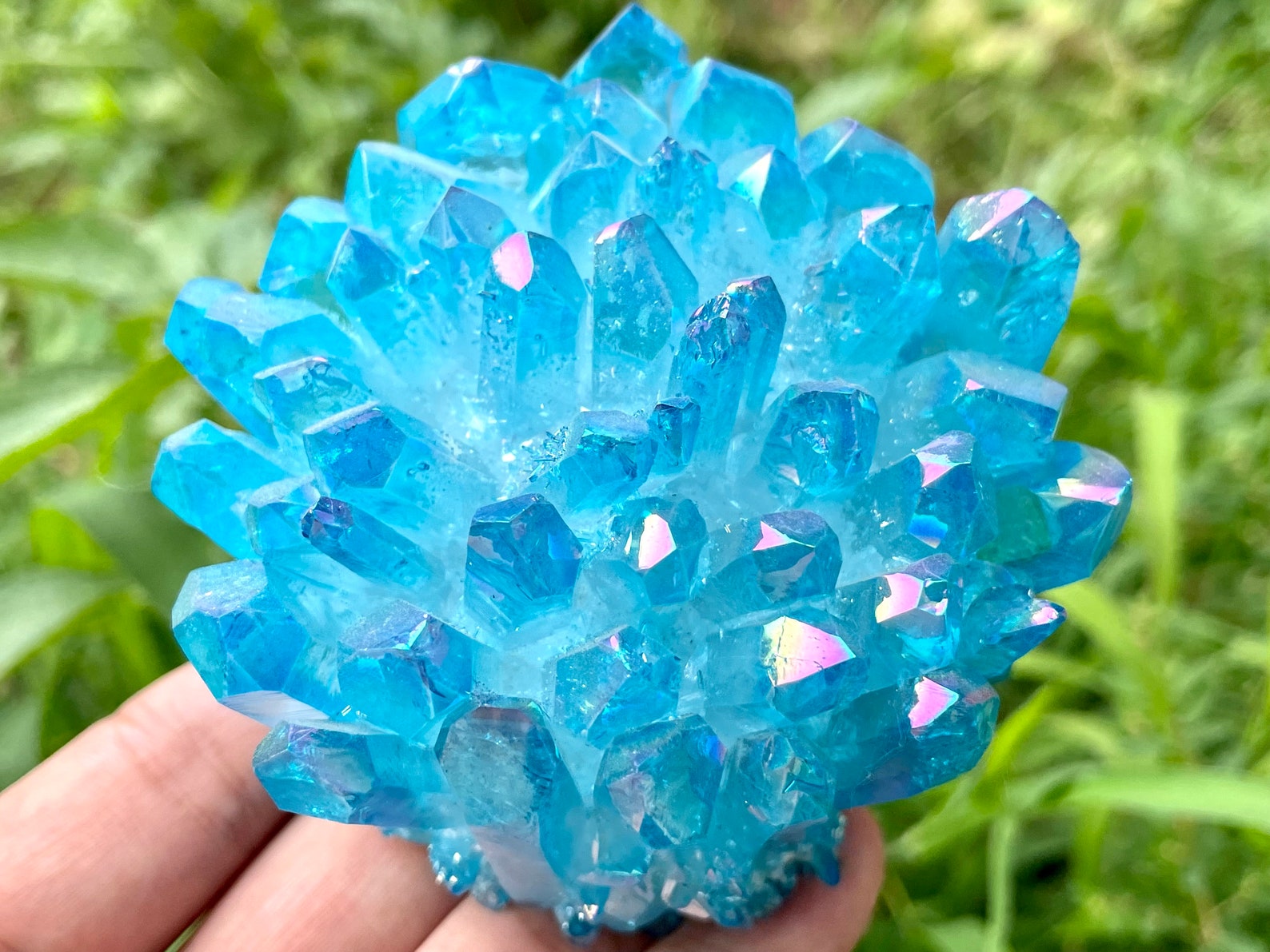 Blue Titanium Quartz Crystal Cluster Specimen, Rainbow Home Decor - Etsy