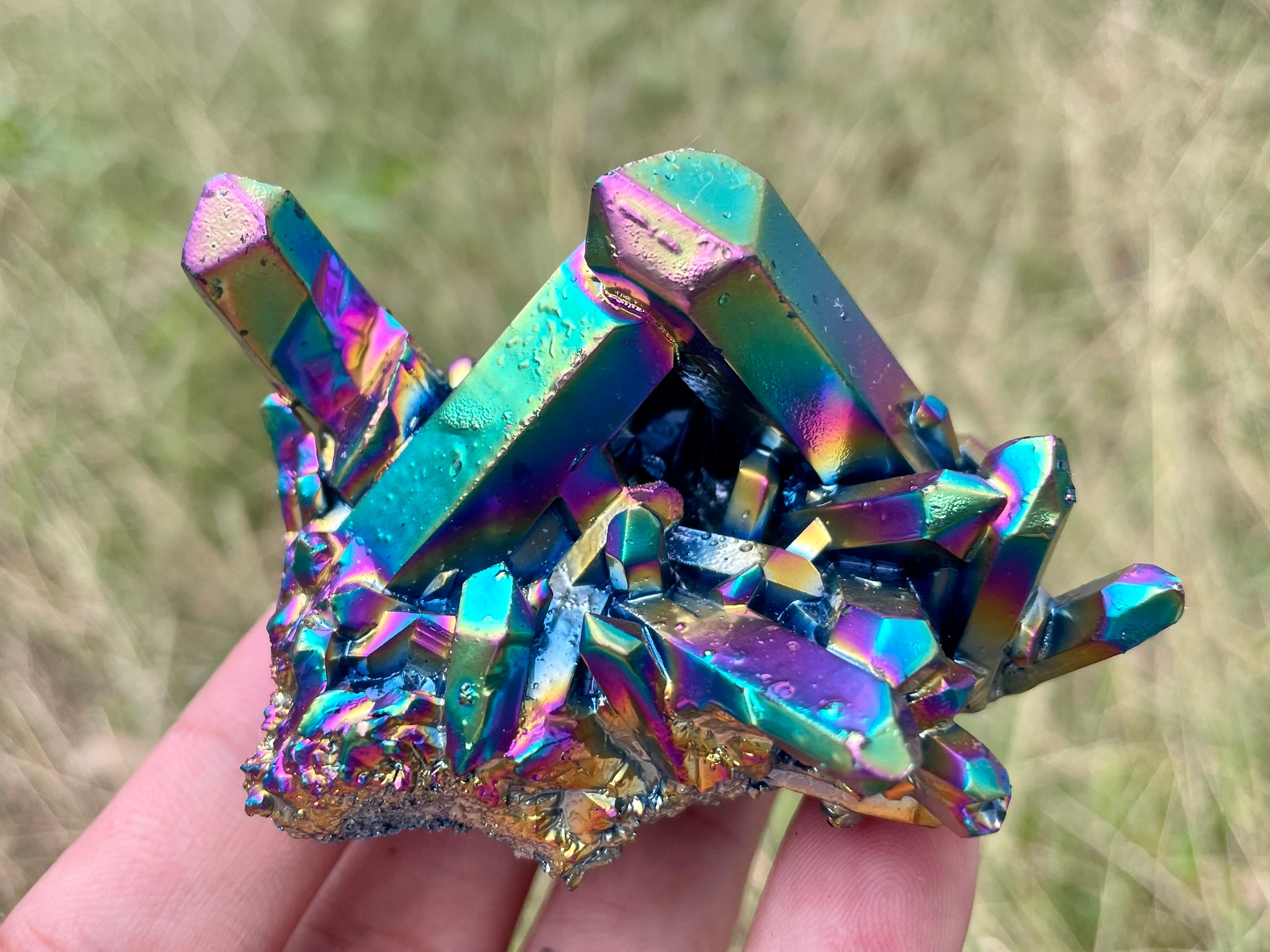 Rainbow Titanium Quartz Cluster: Energy Healing Crystal Decor - Etsy