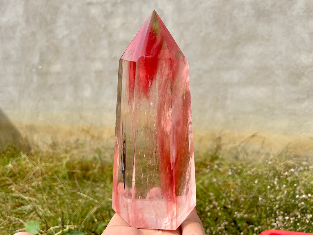 6.3" Red Melting Quartz Crystal,crystal Wand Point,home Decoration ...