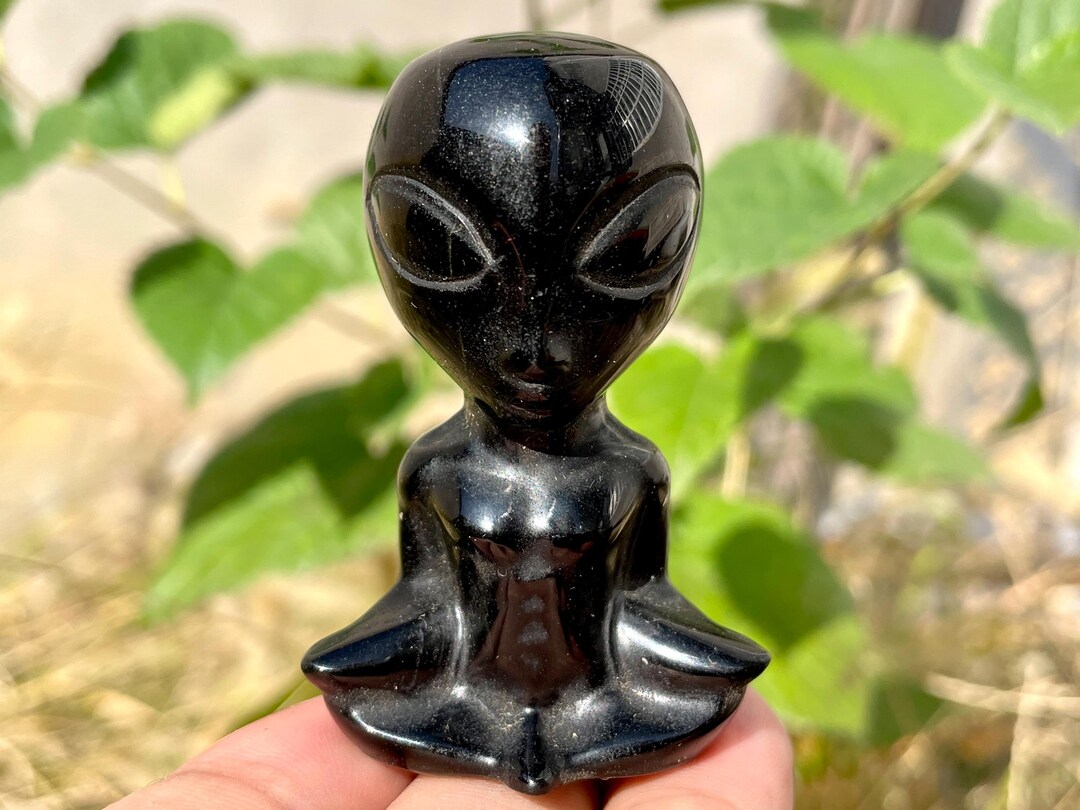 2.3''+ Hand Carved Alien,crystal Alien Skull, Skull,obsidian Alien ...