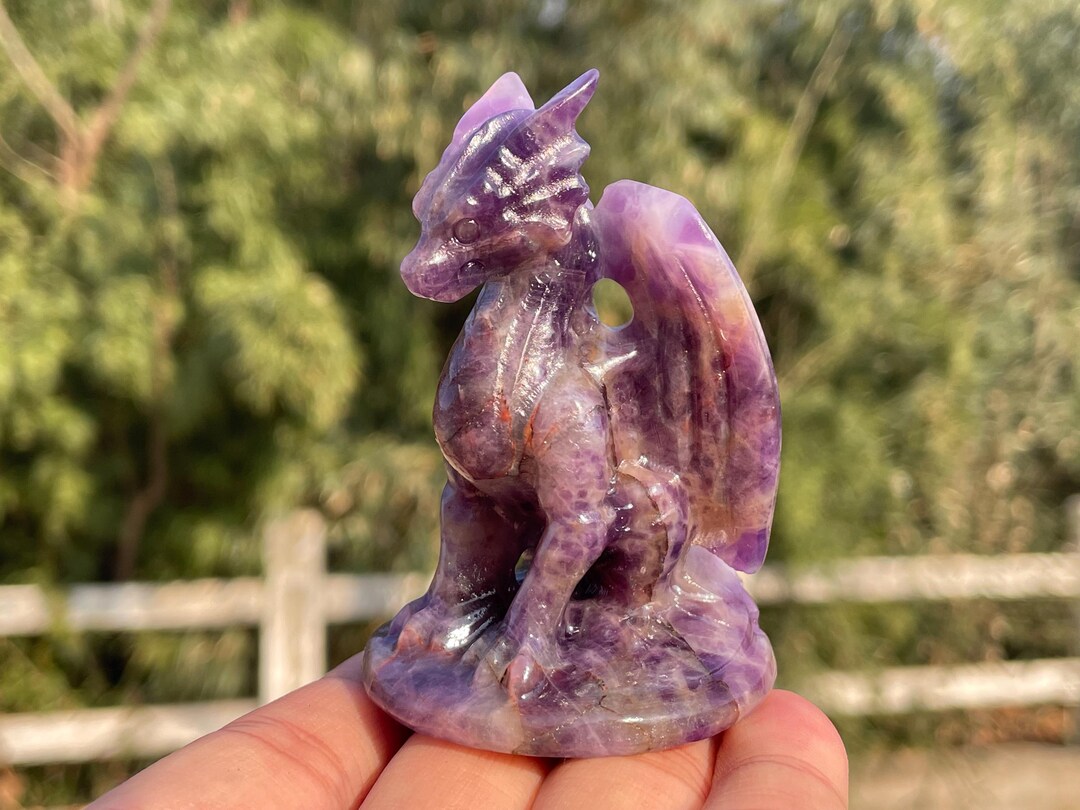 Dreamy Amethyst Quartz Dragon Skull, Hand Carved Crystal Sculpture ...
