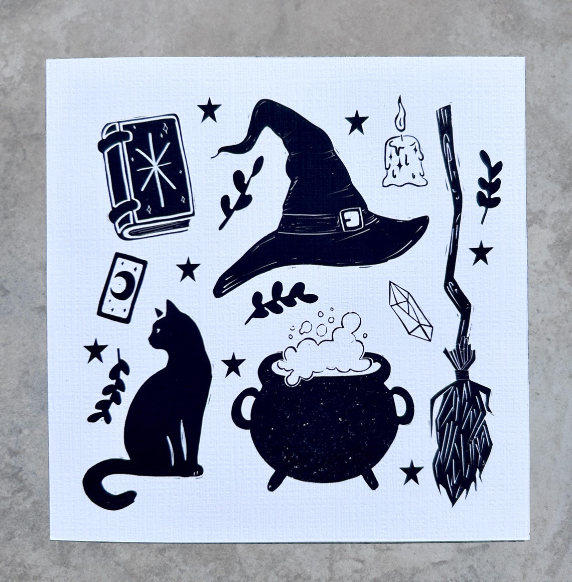 Witch Print Handcrafted Art Halloween Mini Print Bold Design - Etsy
