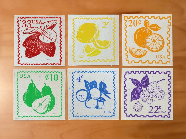 Orange Postage Print - Etsy