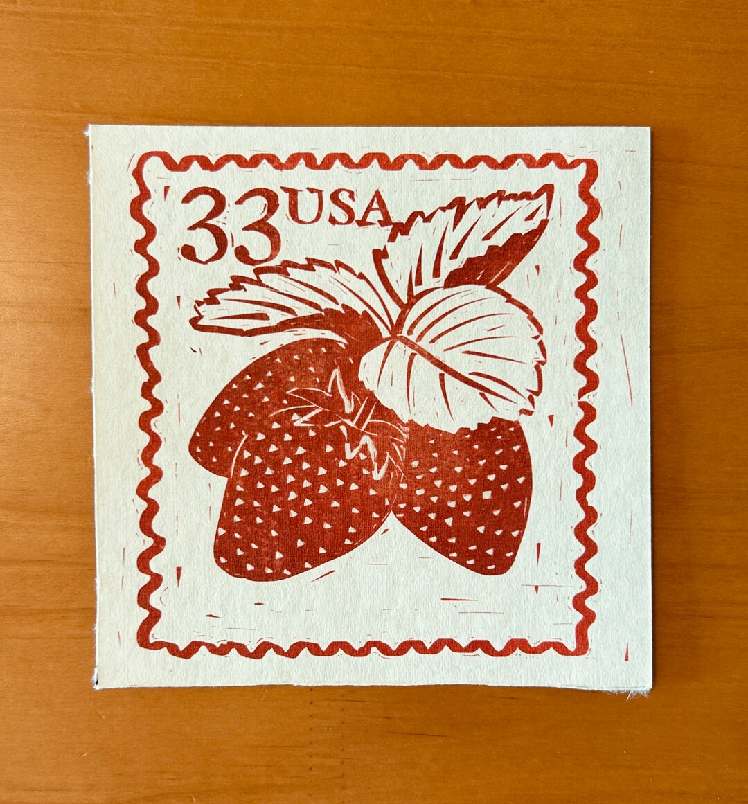 Strawberry Postage Print - Etsy