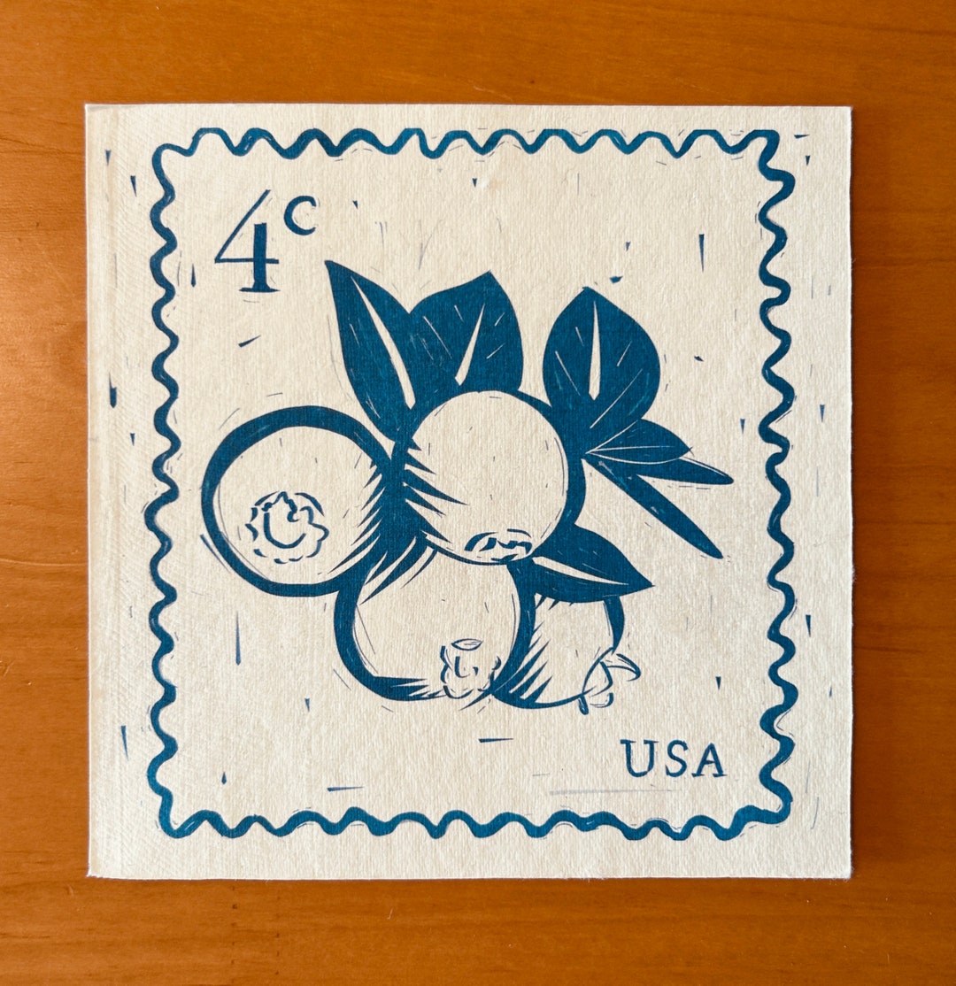 Blueberry Postage Print - Etsy
