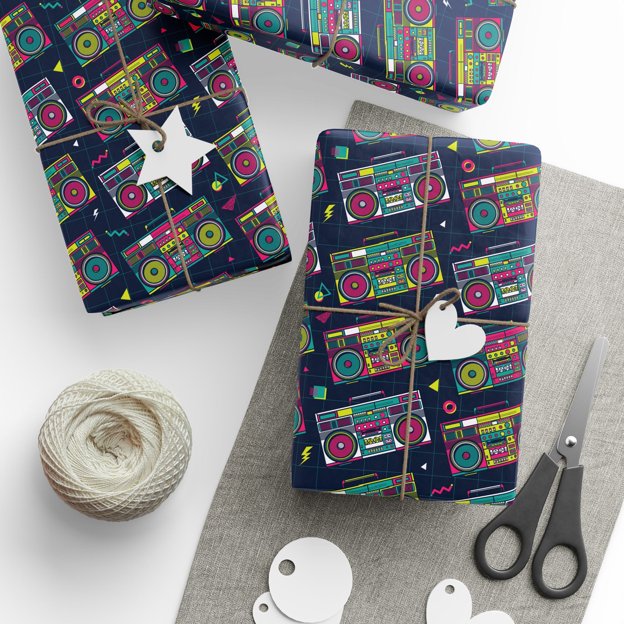 Boom Box Wrapping Paper | 80's Gift Wrap | 80's Wrap | 80's Wrapping ...