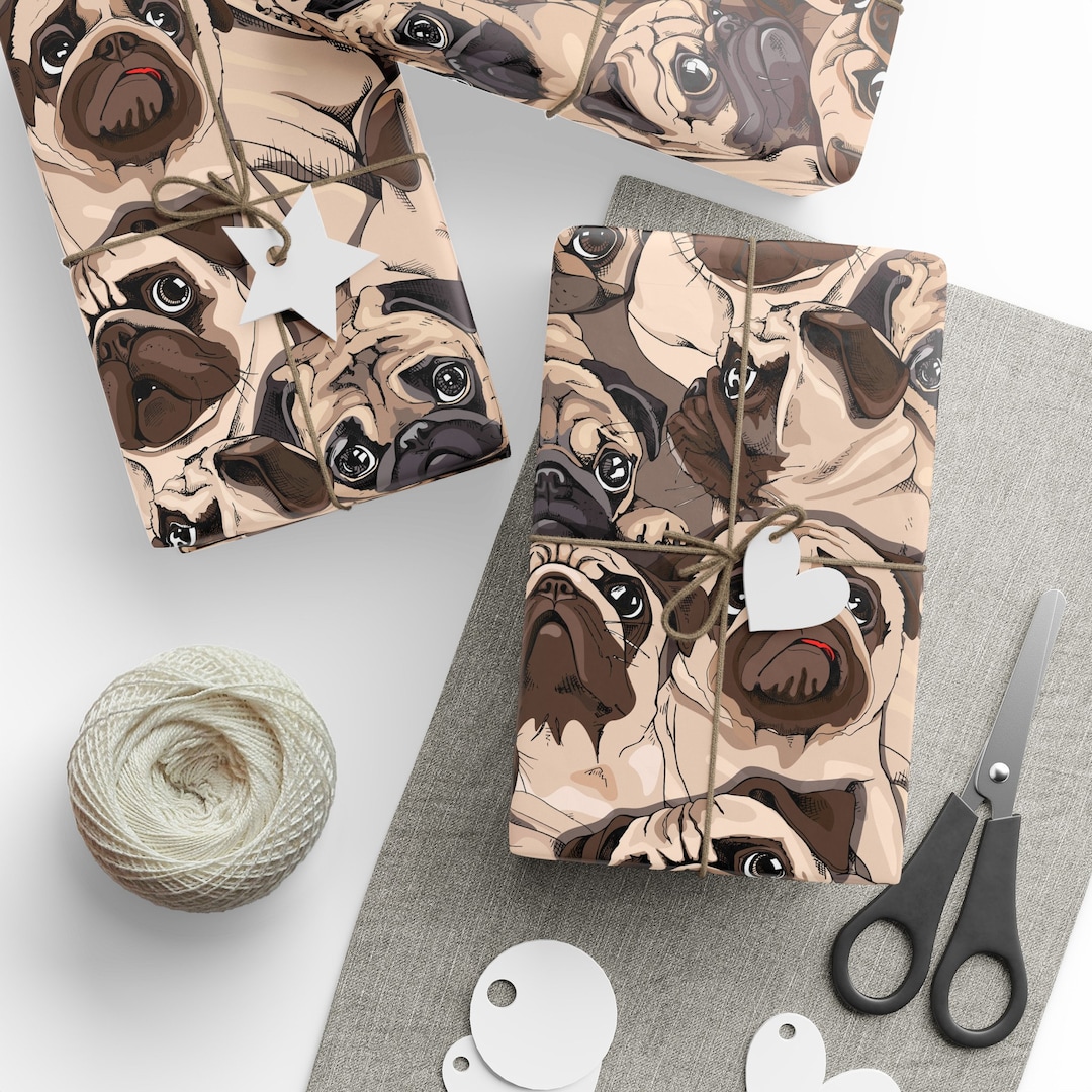 Pug Wrapping Paper | Pug Gift Wrap | Pug Wrap | Pug Wrapping | Pug ...