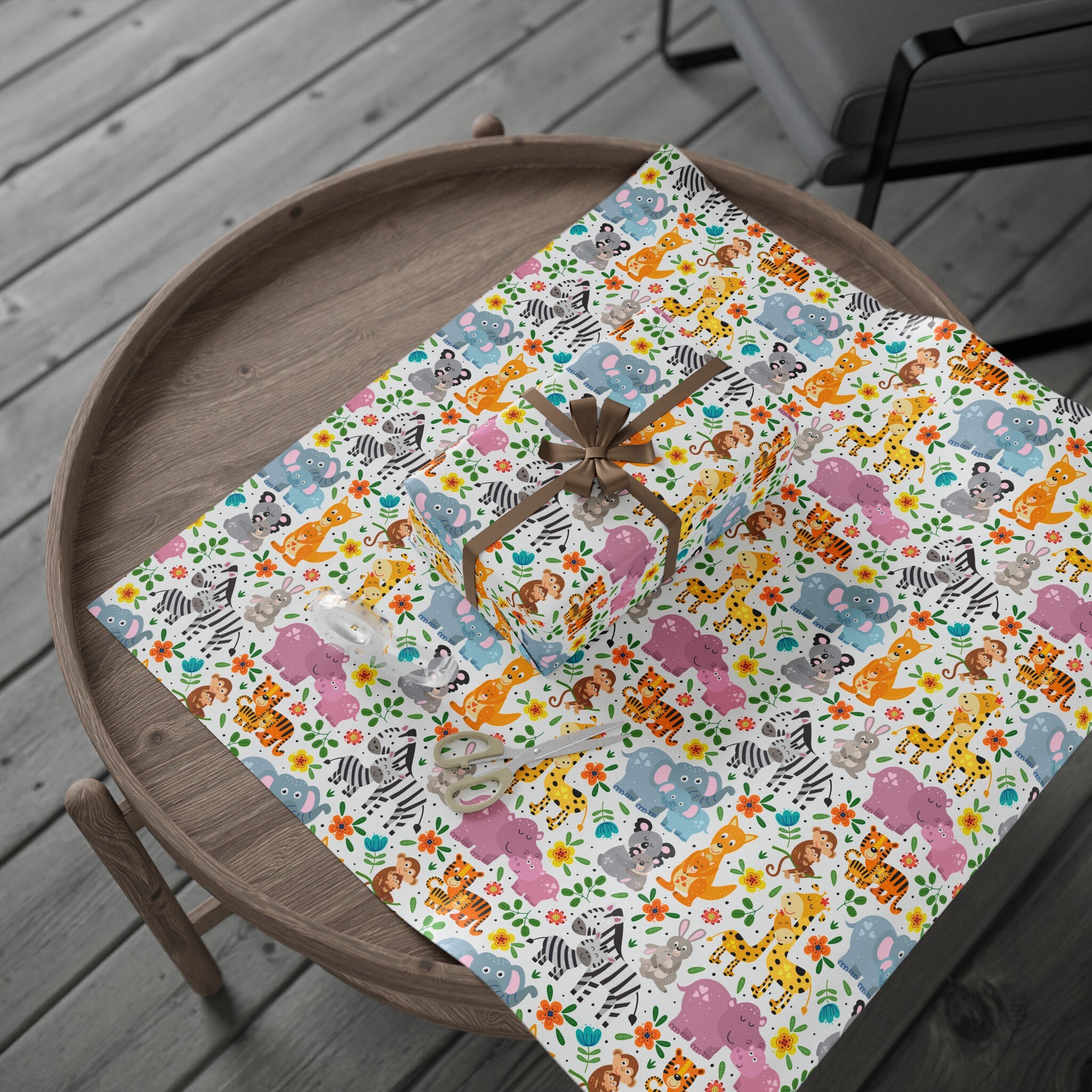Cute Zoo Animals Wrapping Paper | Baby Gift Wrap | Cute Baby Shower ...