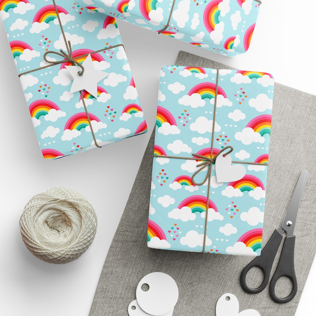 Rainbow Cloud Wrapping Paper | Boho Rainbow Gift Wrap | Boho Wrap ...