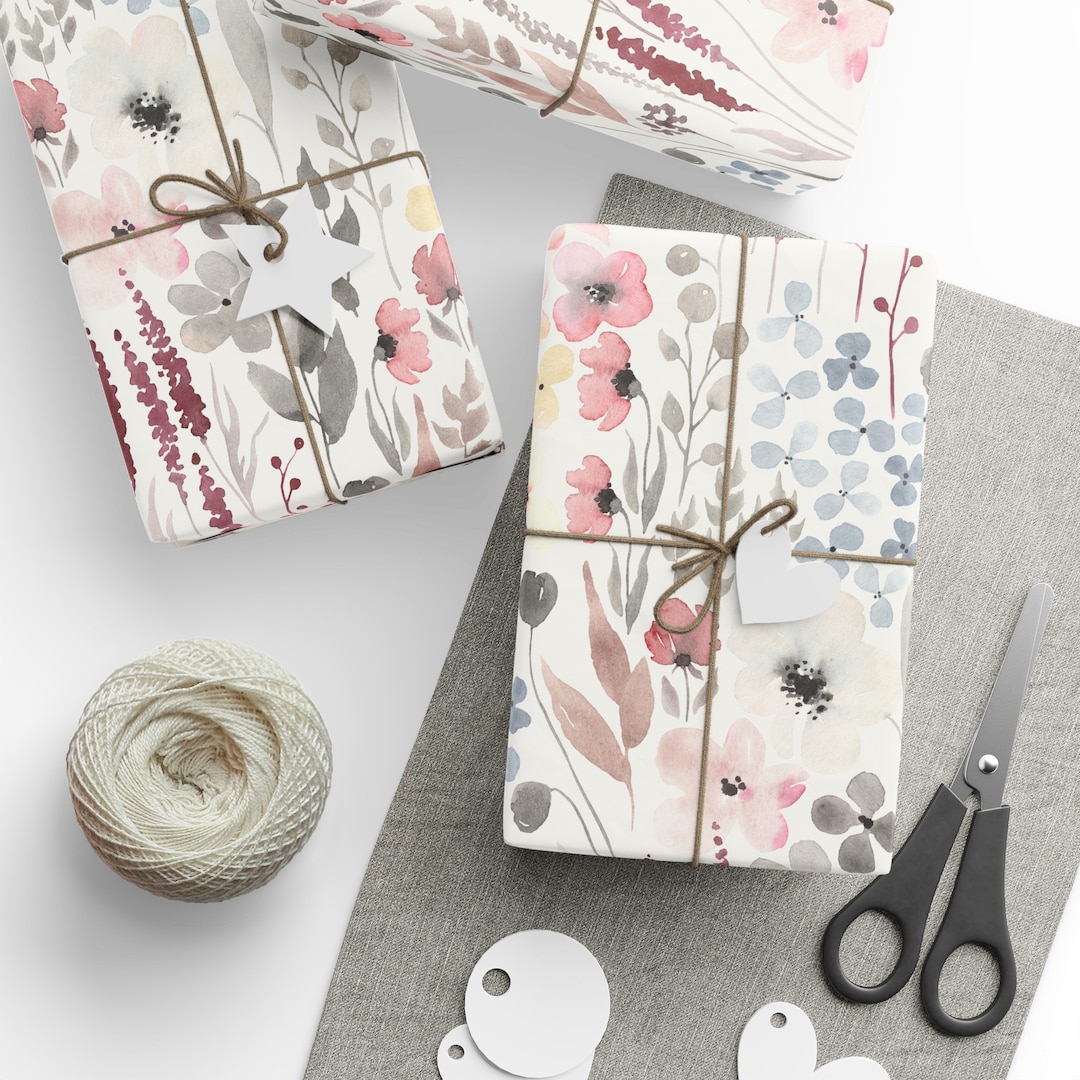 Watercolor Floral Wrapping Paper | Boho Floral Gift Wrap | Wedding Wrap ...