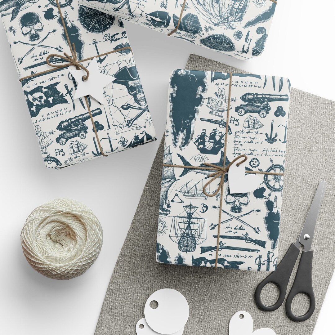 Pirate Patterned Wrapping Paper | Pirate Gift Wrap | Pirate Skull Wrap ...