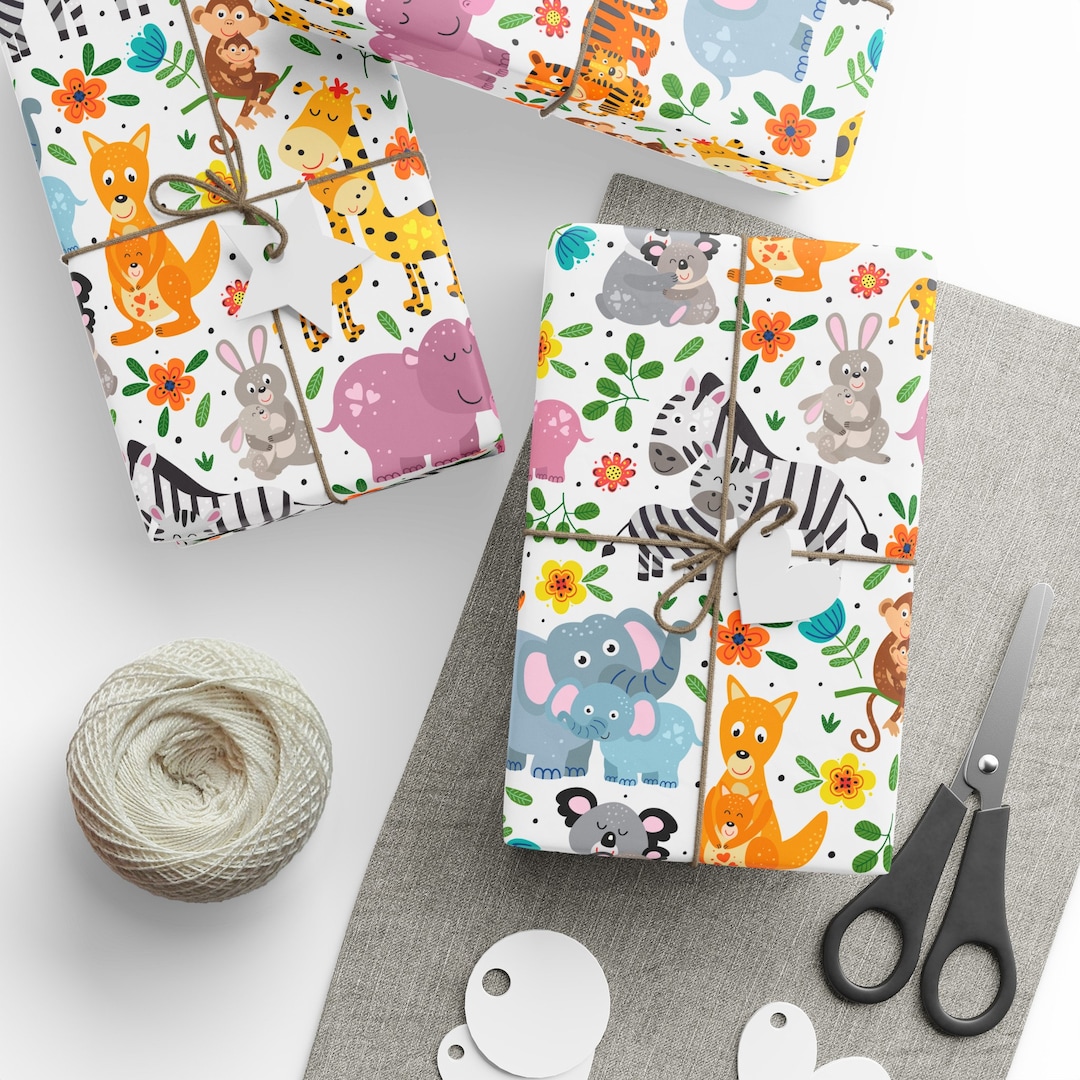 Cute Zoo Animals Wrapping Paper | Baby Gift Wrap | Cute Baby Shower ...