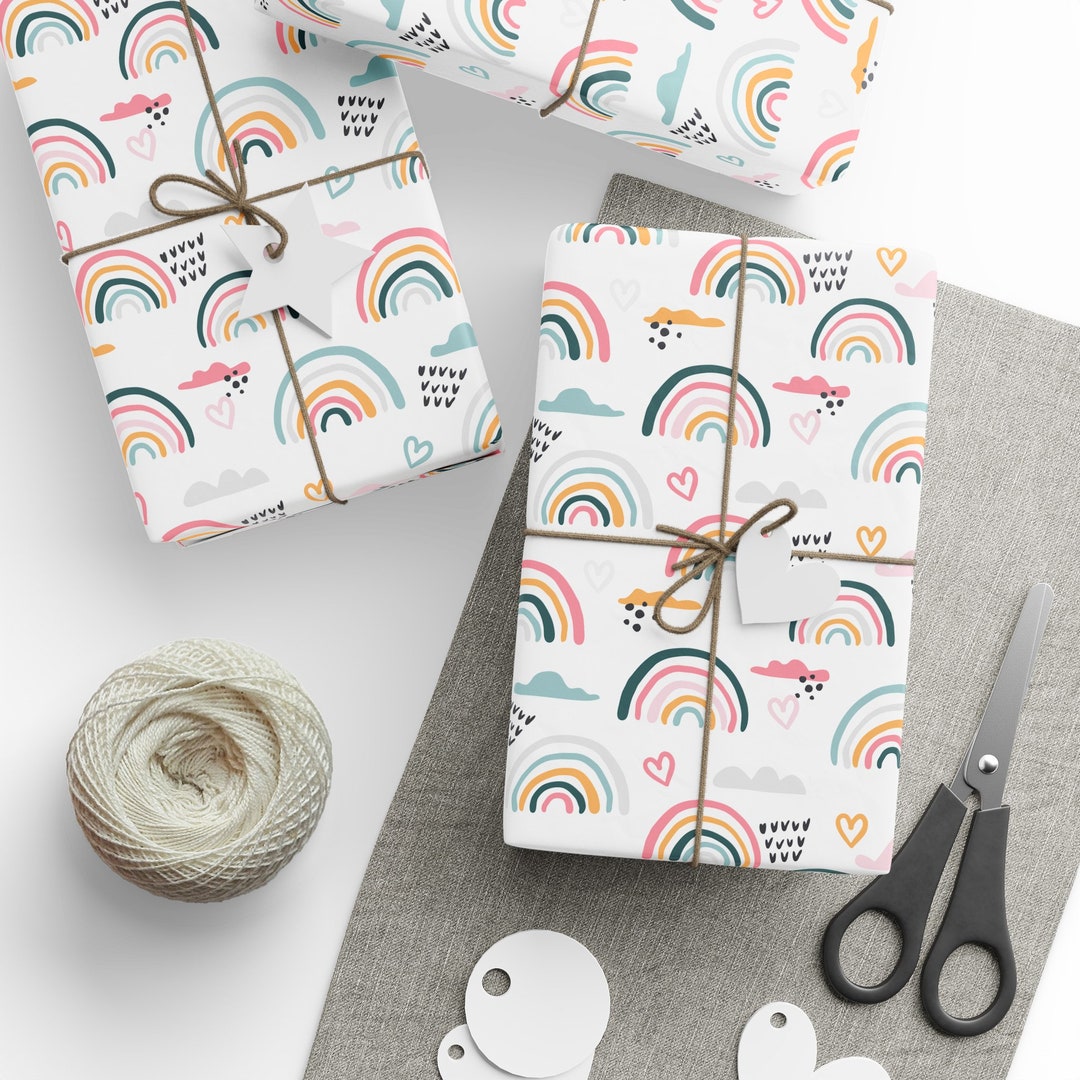 Pastel Rainbow Wrapping Paper | Rainbow Gift Wrap | Rainbow Party ...