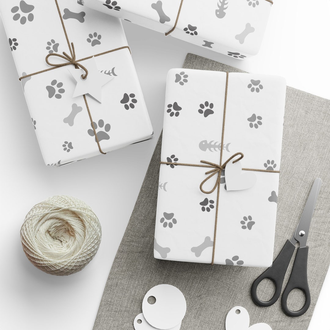Fishbone and Dog Bone Patterned Wrapping Paper | Doggie Gift Wrap | Dog ...