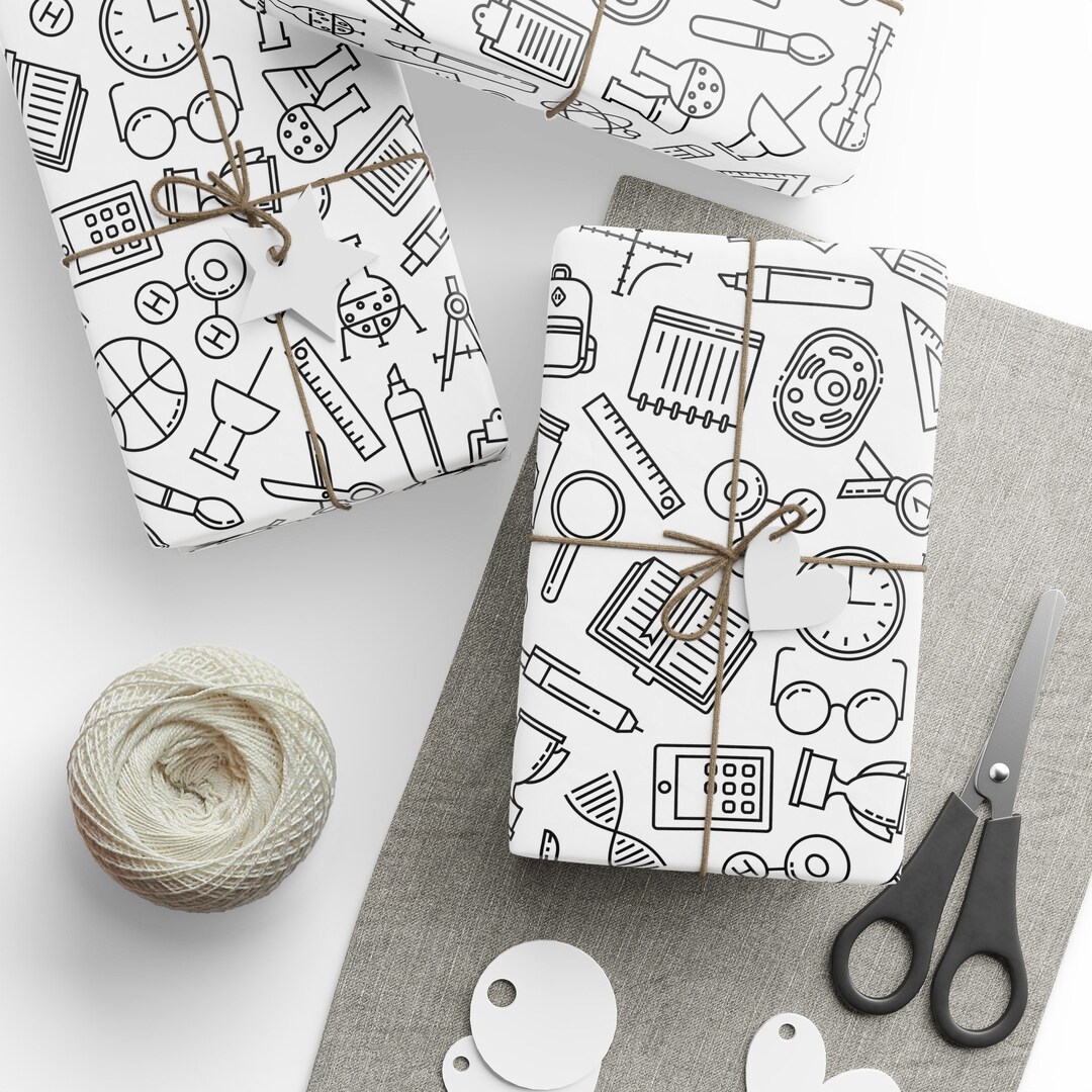 School & Science Wrapping Paper | Graduation Gift Wrap | School Wrap ...