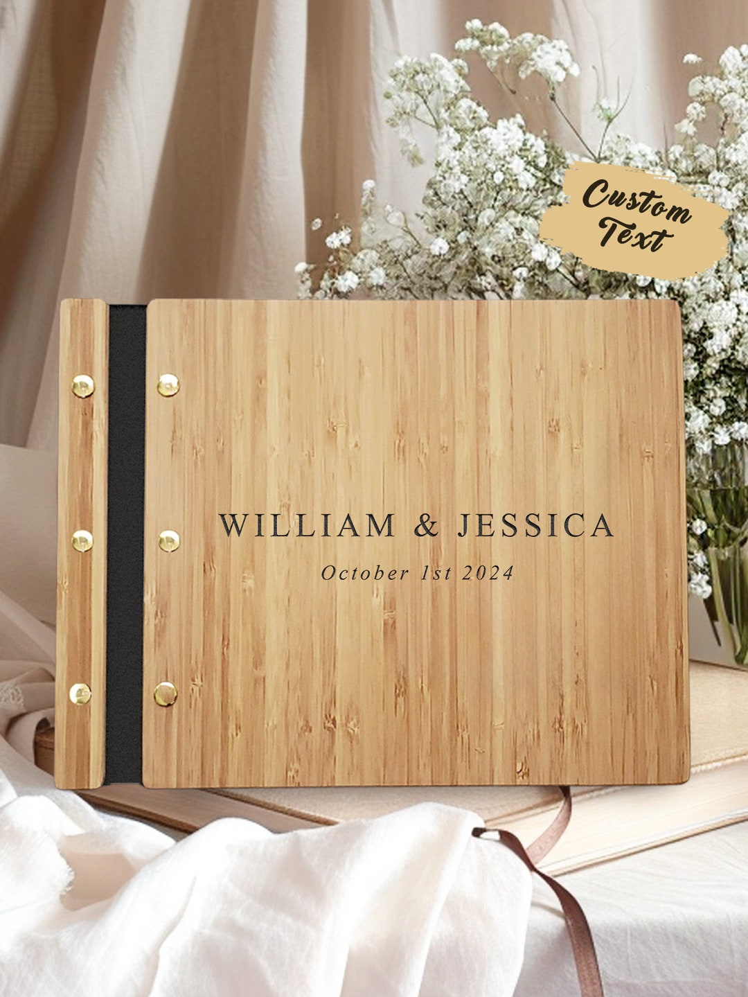 Personalized Wedding Guest Book Elegant Engraved Keepsake for Special ...