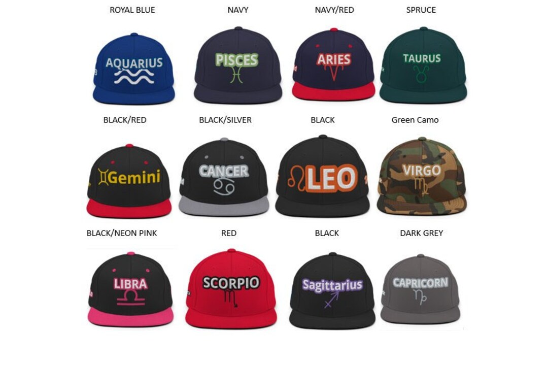 Zodiac Sign Snapback Hat, Aquarius Baseball Cap, Customized Trucker Hat ...