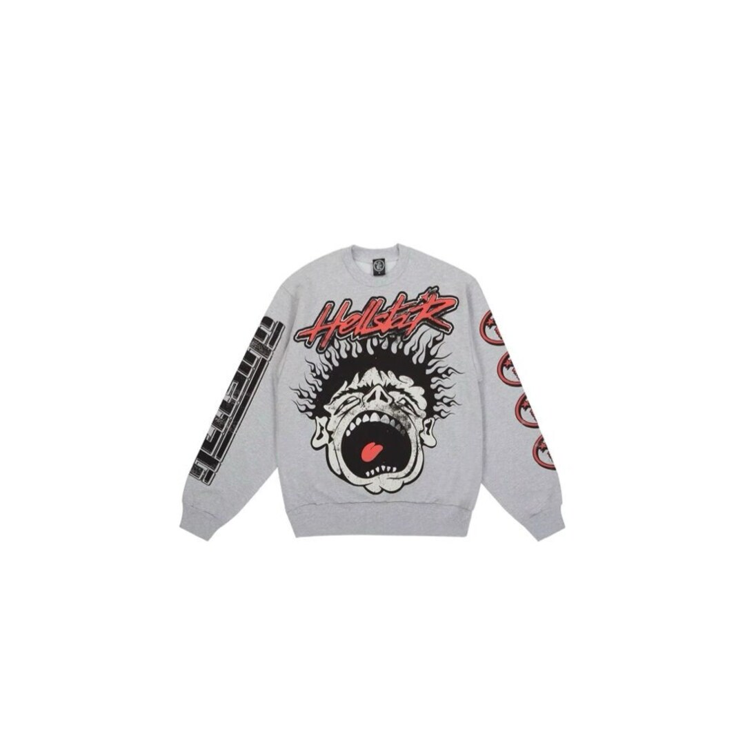 Hellstar Crewneck Records Tee in Grey Hellstar Crewneck Tee - Etsy