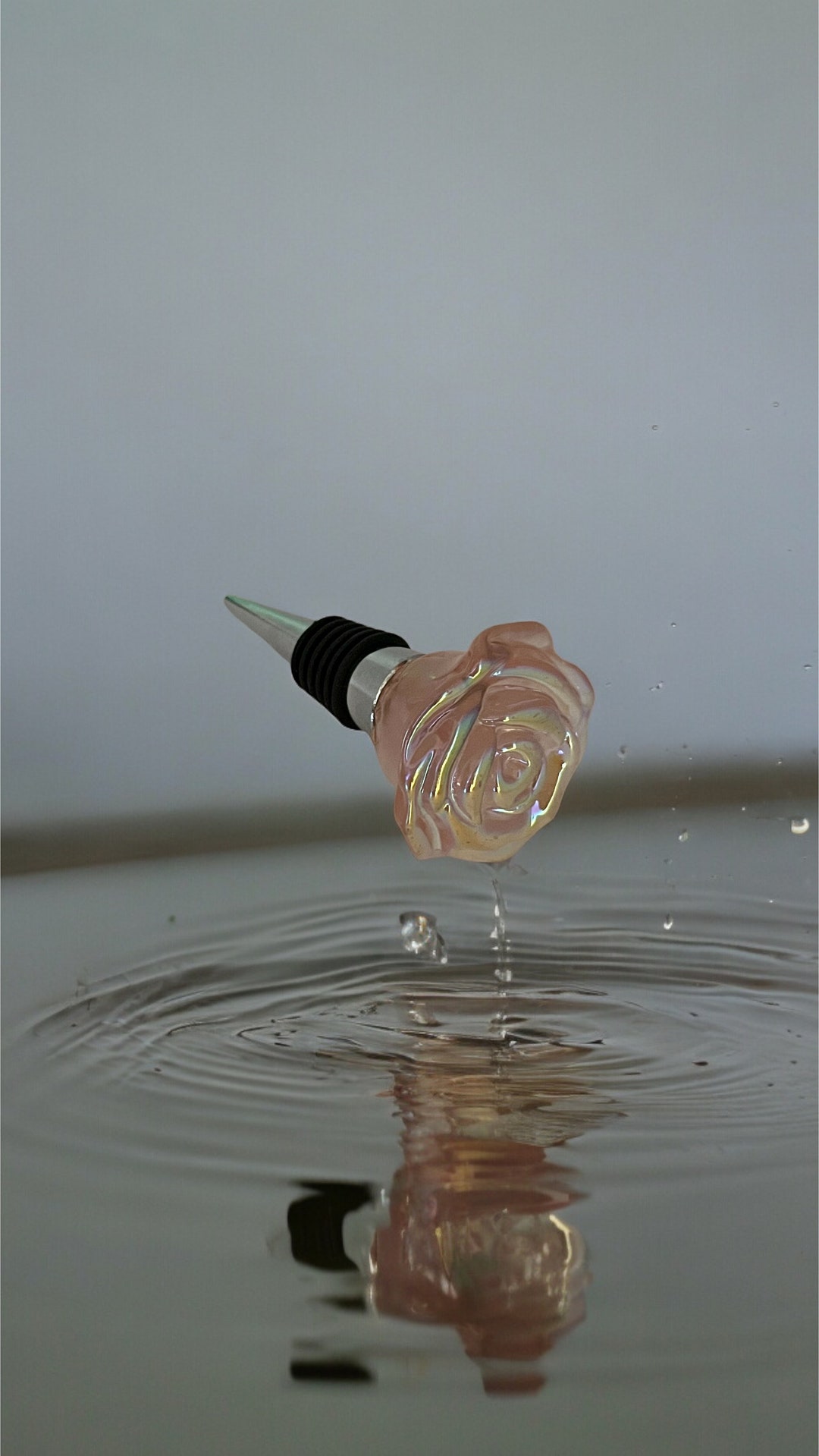 Iridescent Pink Rose Shaped Bottle Stopper - Etsy